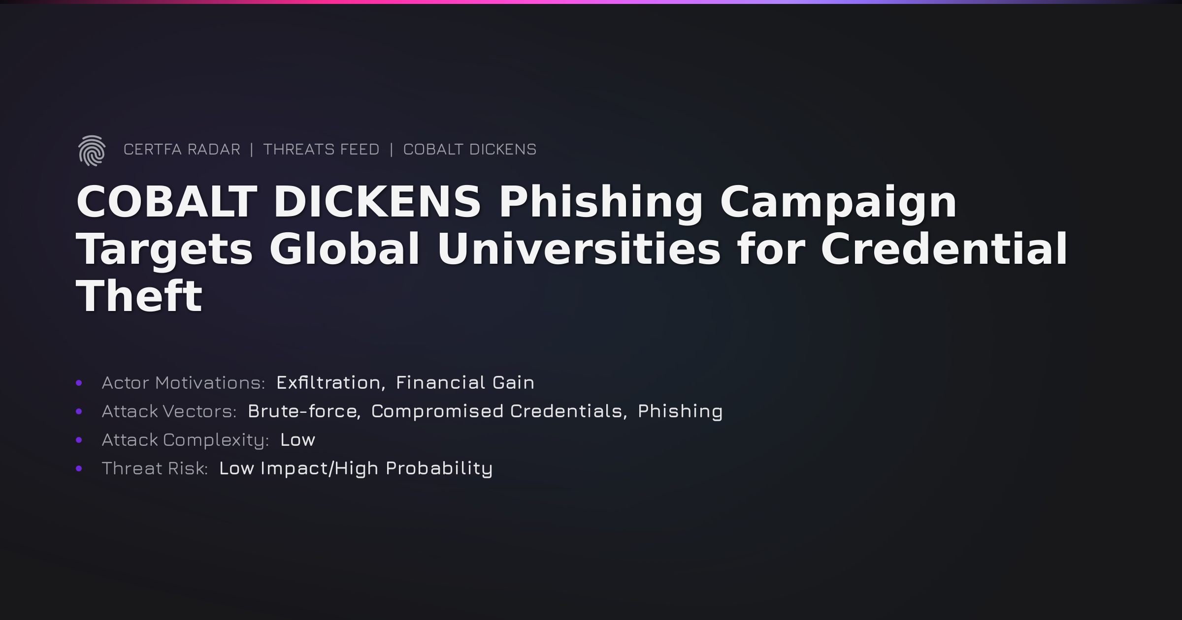 COBALT DICKENS Phishing Campaign Targets Global Universities for Credential Theft - Certfa Radar
