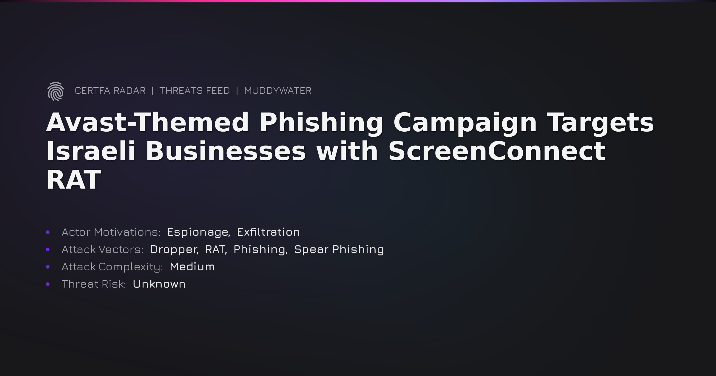 Avast-Themed Phishing Campaign Targets Israeli Businesses with ScreenConnect RAT - Certfa Radar